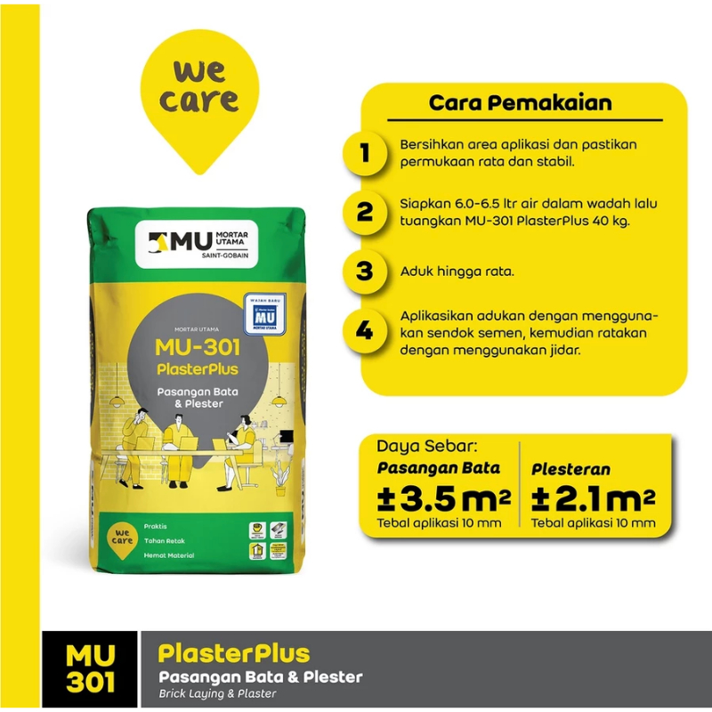Jual MORTAR UTAMA MU - 301 PLASTERPLUS - PASANGAN PEREKAT BATA MERAH ...