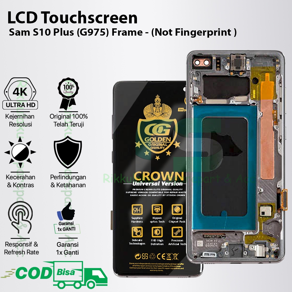 Jual LCD SAM GALAXY S10 PLUS+FRAME / G975 NOT FINGERPRINT FULLSET ...