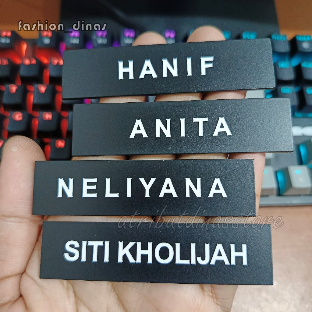 Jual Name Tag ASN PERSIT KANTOR Hitam Doff Papan Nama Grafir Ukir ...