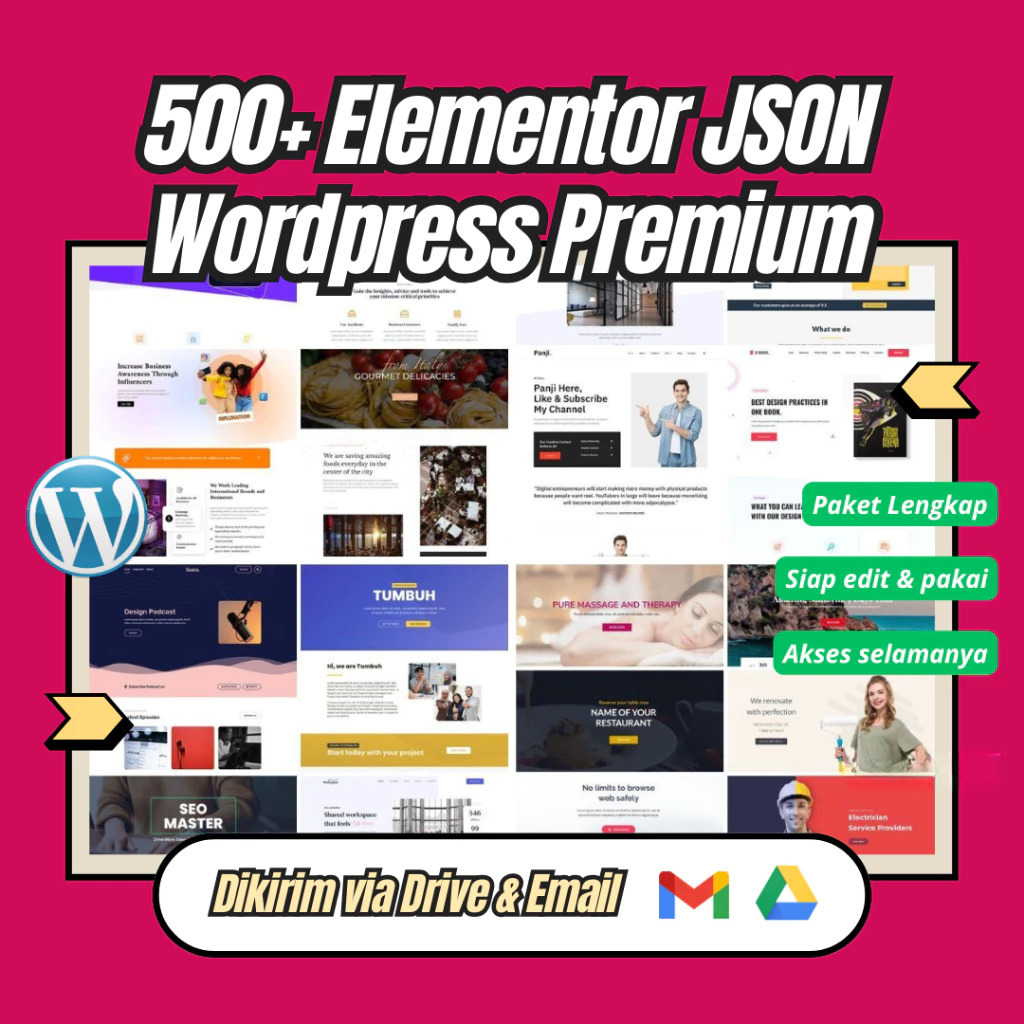Jual Paket 500+ Template Wordpress Elementor Format JSON Premium ...