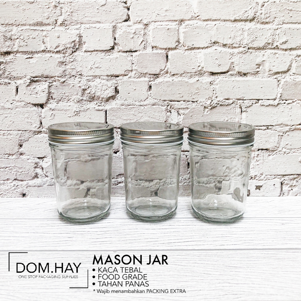 Jual Mason Jar 250ml Toples Kaca Bulat Jar Glass Tutup Aluminium ...