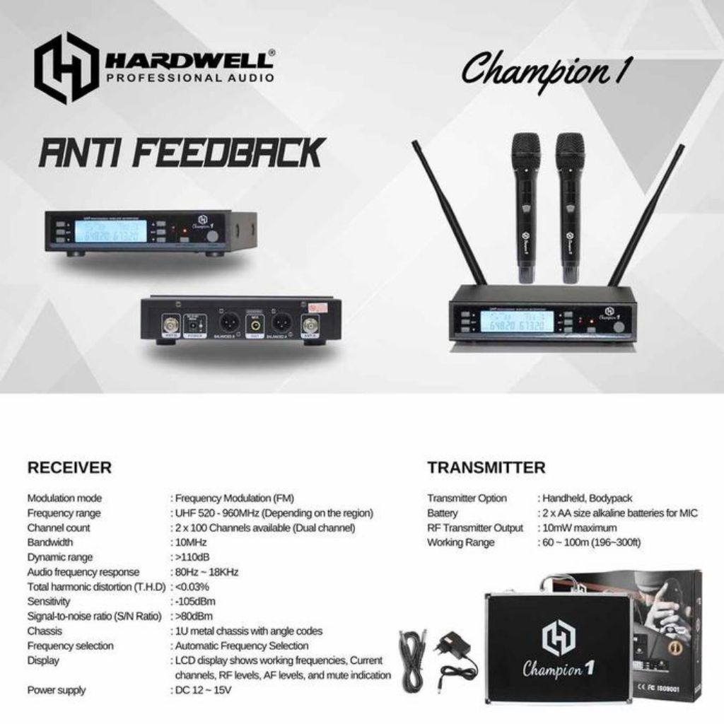 Jual Hardwell Champion 1 Mic Wireless Double Clip On Headset Original ...