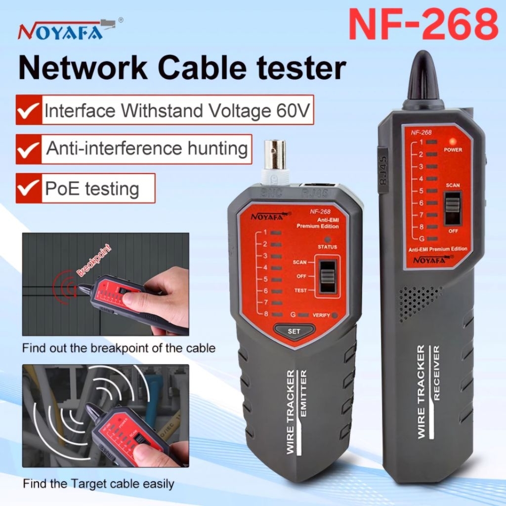 Jual Noyafa NF-268 Network Cable LAN Tester STP/UTP Cable Tracker ...