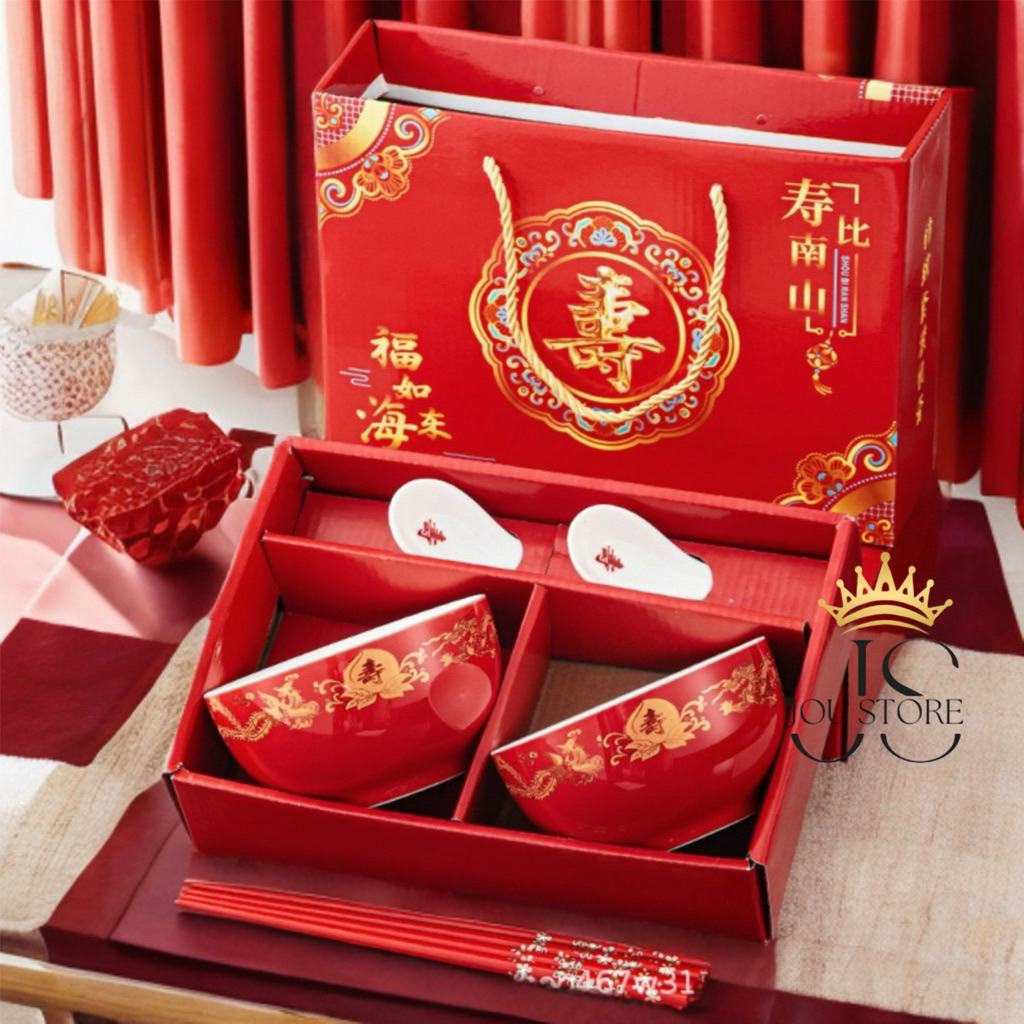 Jual MANGKOK TELUR WEDDING Teapai Set Mangkok + Sumpit + Sendok ...