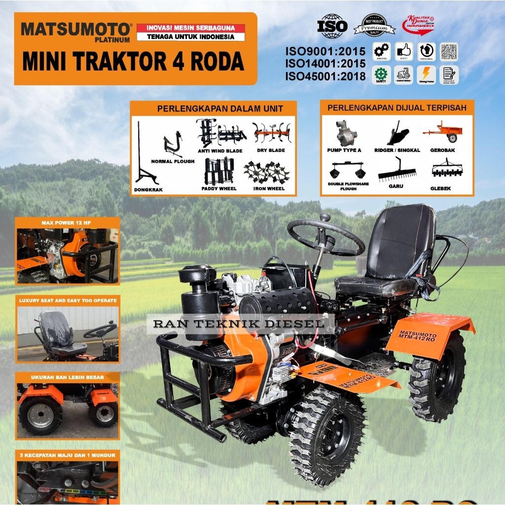 Jual Traktor Mini 4 Roda Bajak Sawah & Ladang MATSUMOTO MTM-412 RO ...