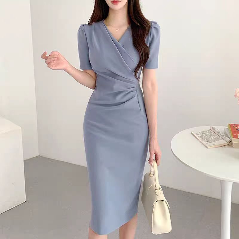 Jual Emita bloom baju long dress biru jumbo kondangan simple elegan ...