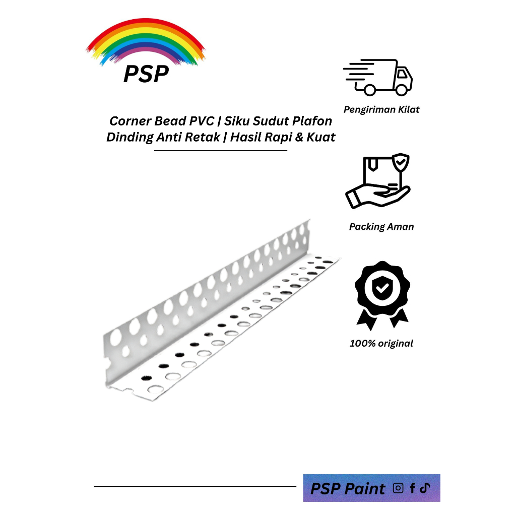 Jual [10 PCS] Sudut Siku Tembok Dinding | Corner Bead PVC 1,2 Meter ...