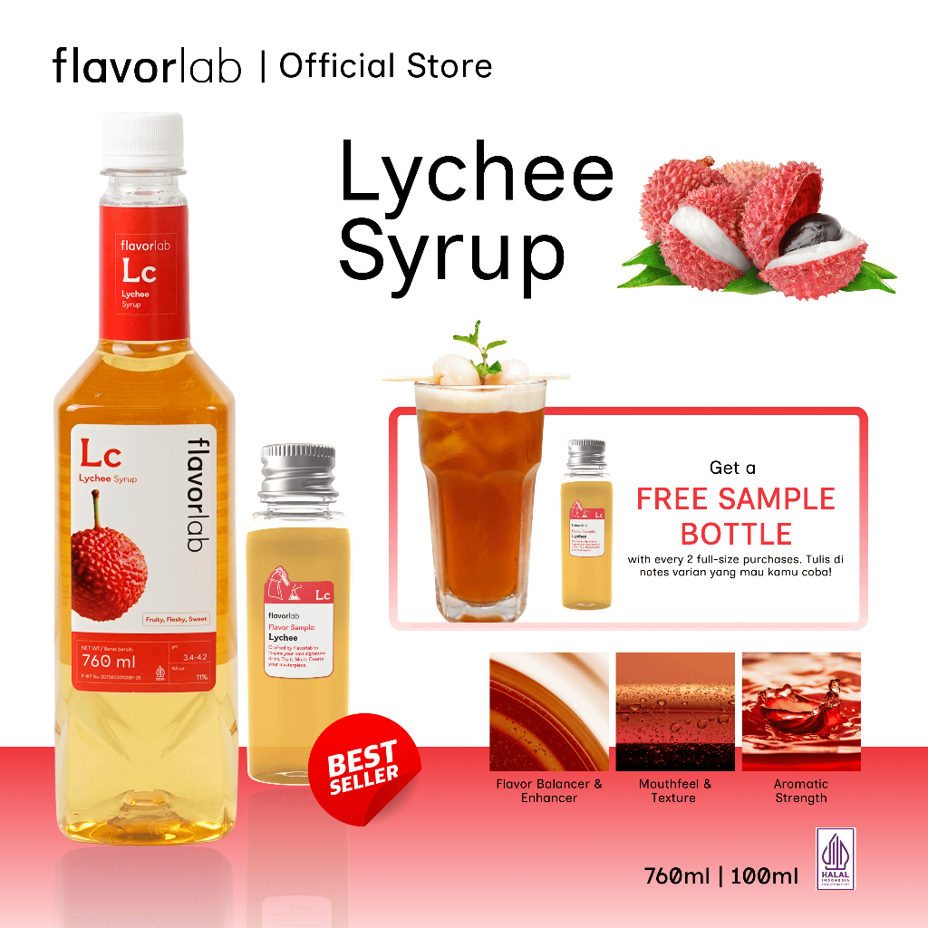 Jual Flavorlab Sirup Lychee Halal 760ml – Perasa Minuman Leci, Banyak ...