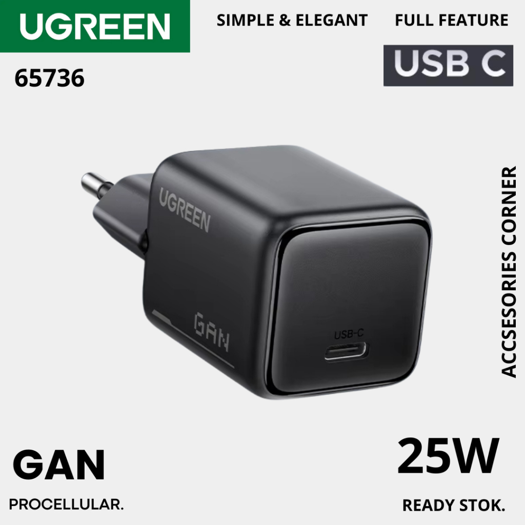 Jual Ugreen Adaptor Charger GaN 25W Super Fast Charging PD3.0 65736 ...