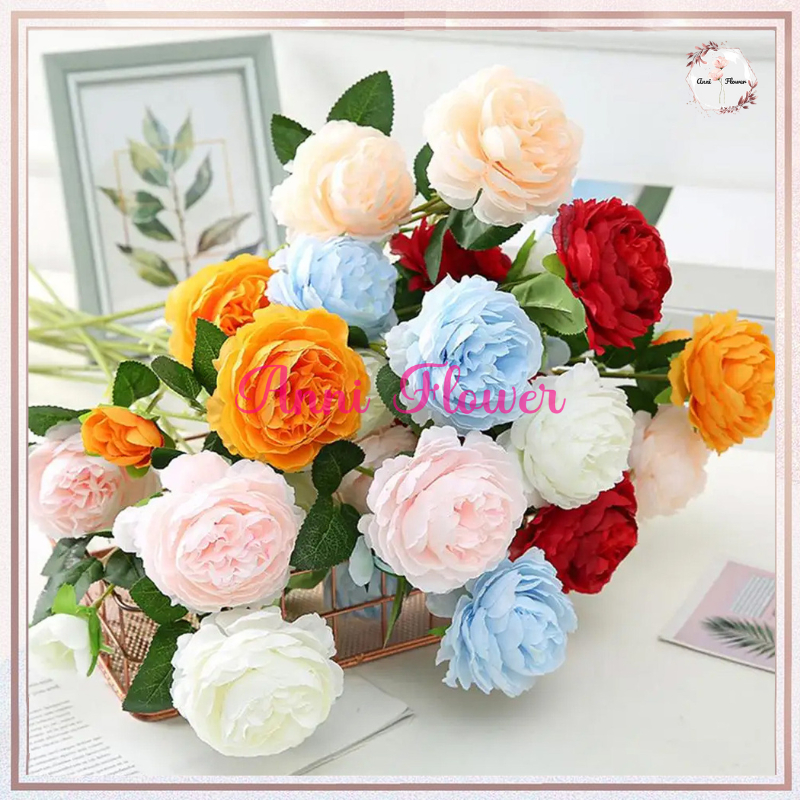 Jual ANNI - PEONY CUTE X3 BUNGA PALSU HOME DECORATION DENGAN AKSESORIS ...