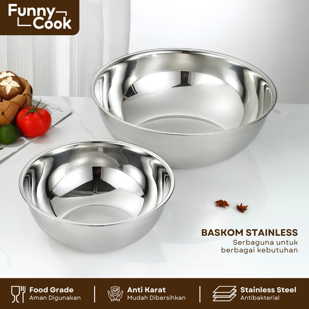 Jual FUNNYCOOK Baskom Stainless Steel Wadah Sayur Serbaguna Anti Karat ...