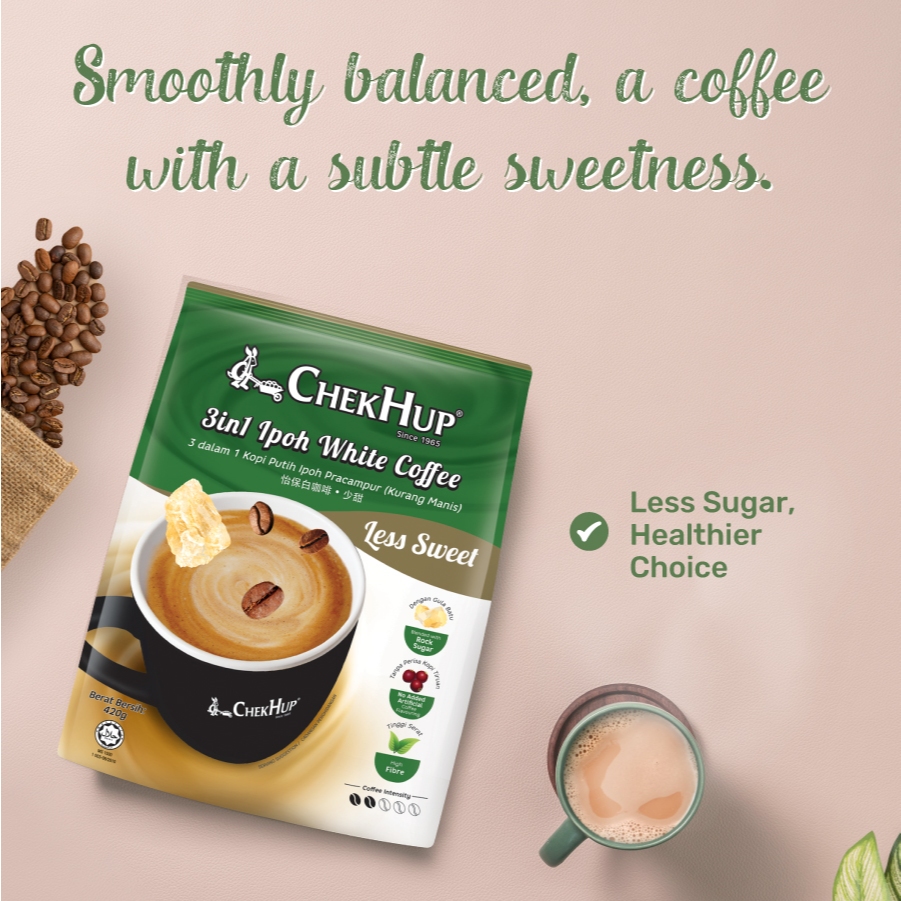 Jual CHEK HUP LESS SWEET 3IN1 IPOH WHITE COFFEE LESS SWEET ( 35g x ...