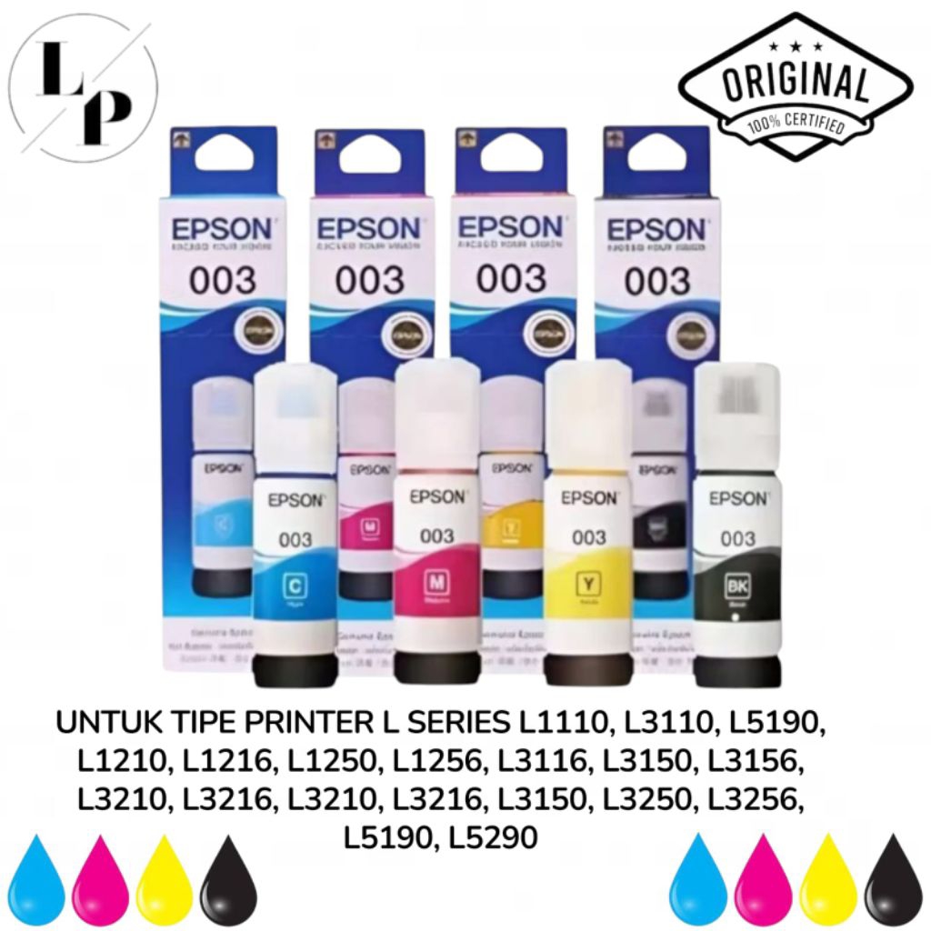 Jual 1SET TINTA PRINTER EPSON 003 SERIES L1110, L3110, L5190, L1210 ...
