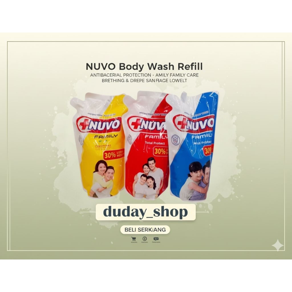 Jual Nuvo Bodywash Fresh/total/mild protect 825mL | Shopee Indonesia