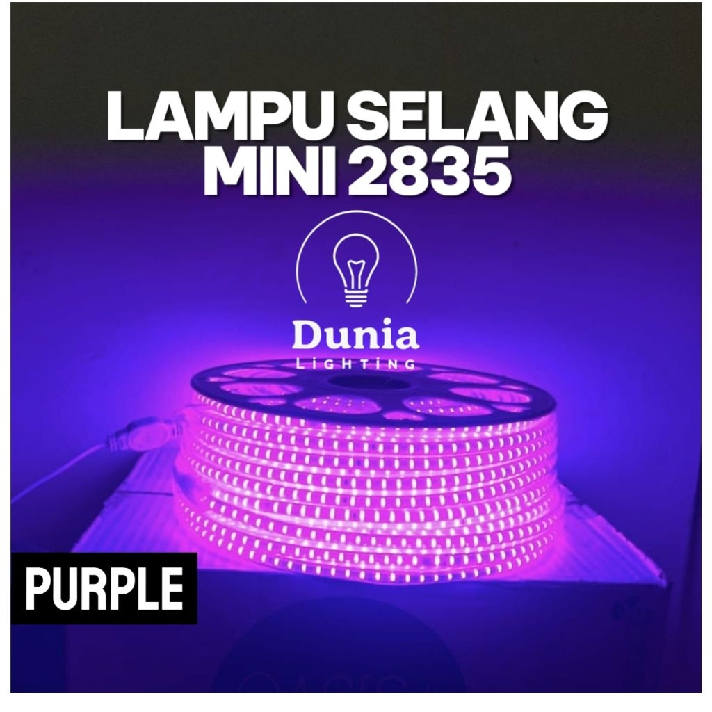 Jual Lampu LED Strip Selang Mini Purple ungu 100m slim 220v SMD 2835 ...