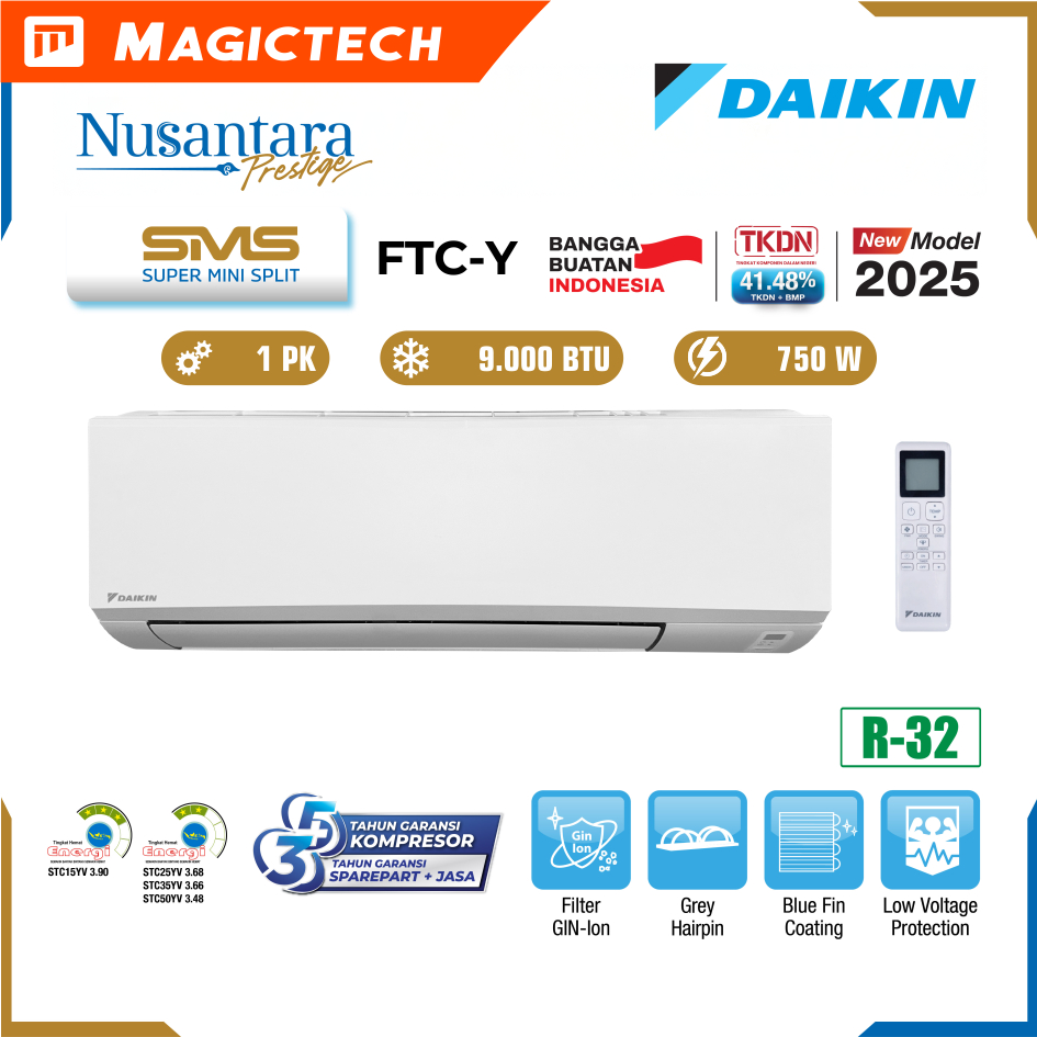 Jual AC DAIKIN 1 PK STC25YV / FTC25YV14 SMS STANDARD NUSANTARA PRESTIGE SPLIT R32 FTC25 | Shopee ...