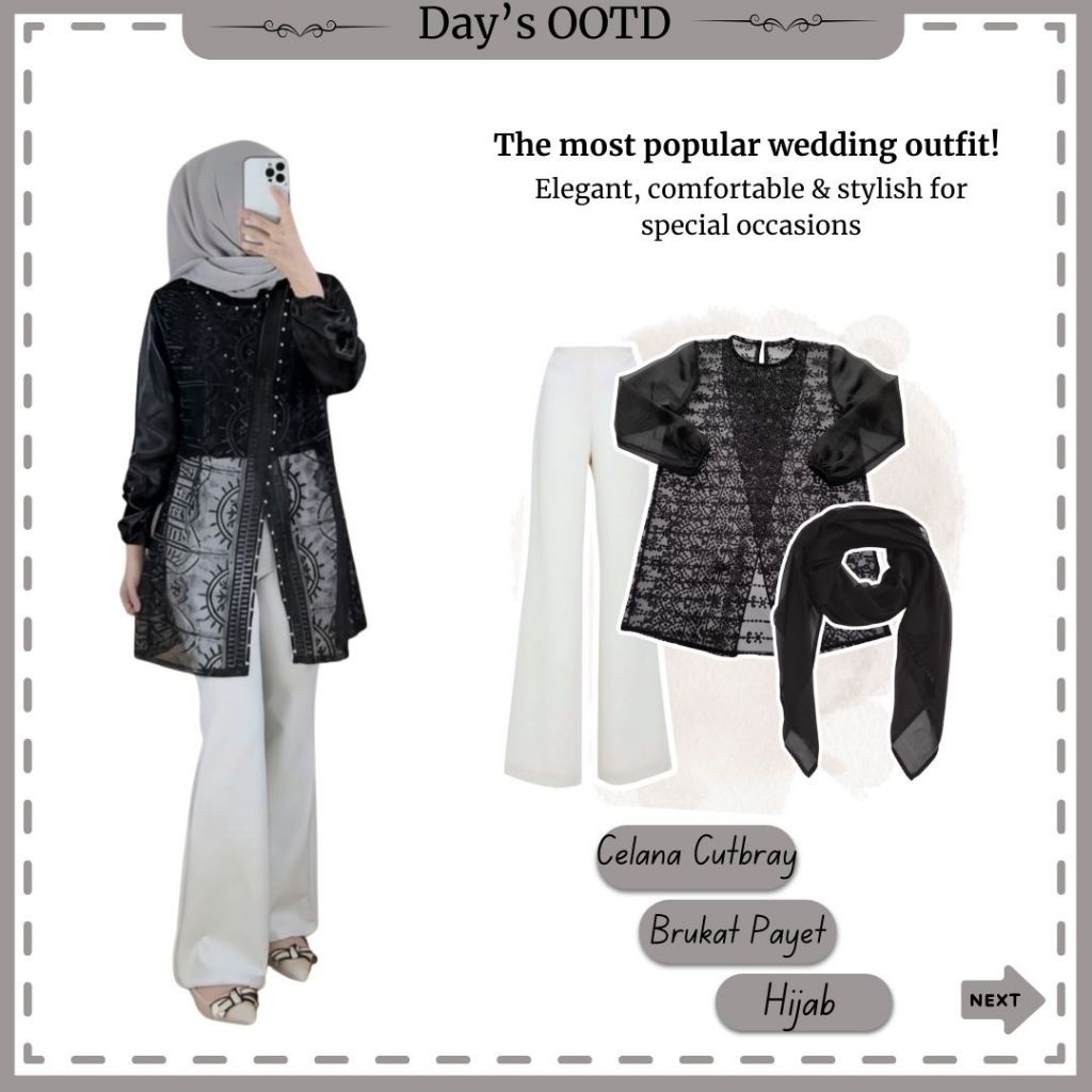 Jual One Set Hijab Simple (Brukat Silang , Celana Cutbray,Hijab Bella ...