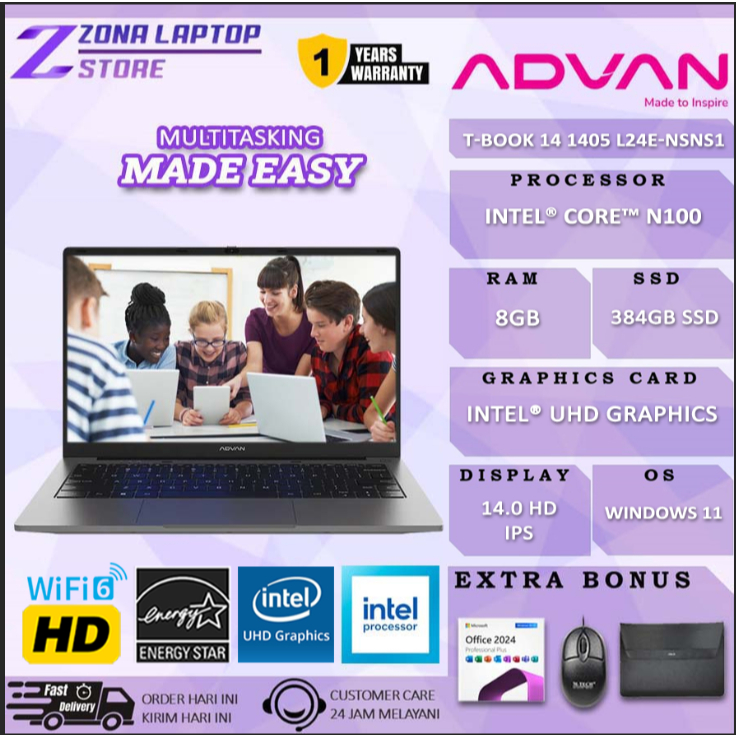 Jual Laptop ADVAN TBook Celeron N100 Intel N100 4Gb/128GB (Upgradabe ...