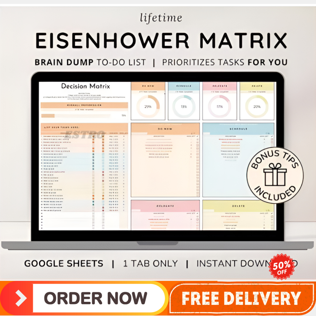 Jual ADHD PIanner Eisenhower Matrix GoogIe Sheets Decision Matrix ...