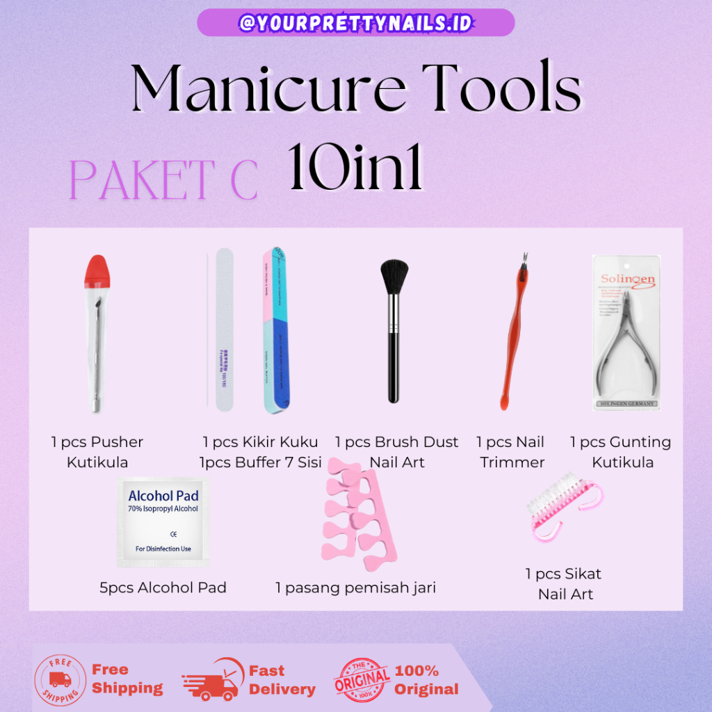 Jual PAKET C MANICURE PLUS LENGKAP 11 IN 1 / PAKET NAIL ART COMPLETE ...