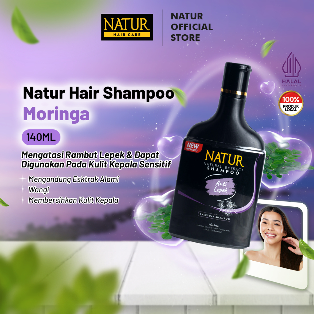 Jual Natur Shampoo Moringa 140 ml - Sampo Perawatan Rambut Anti Lepek ...