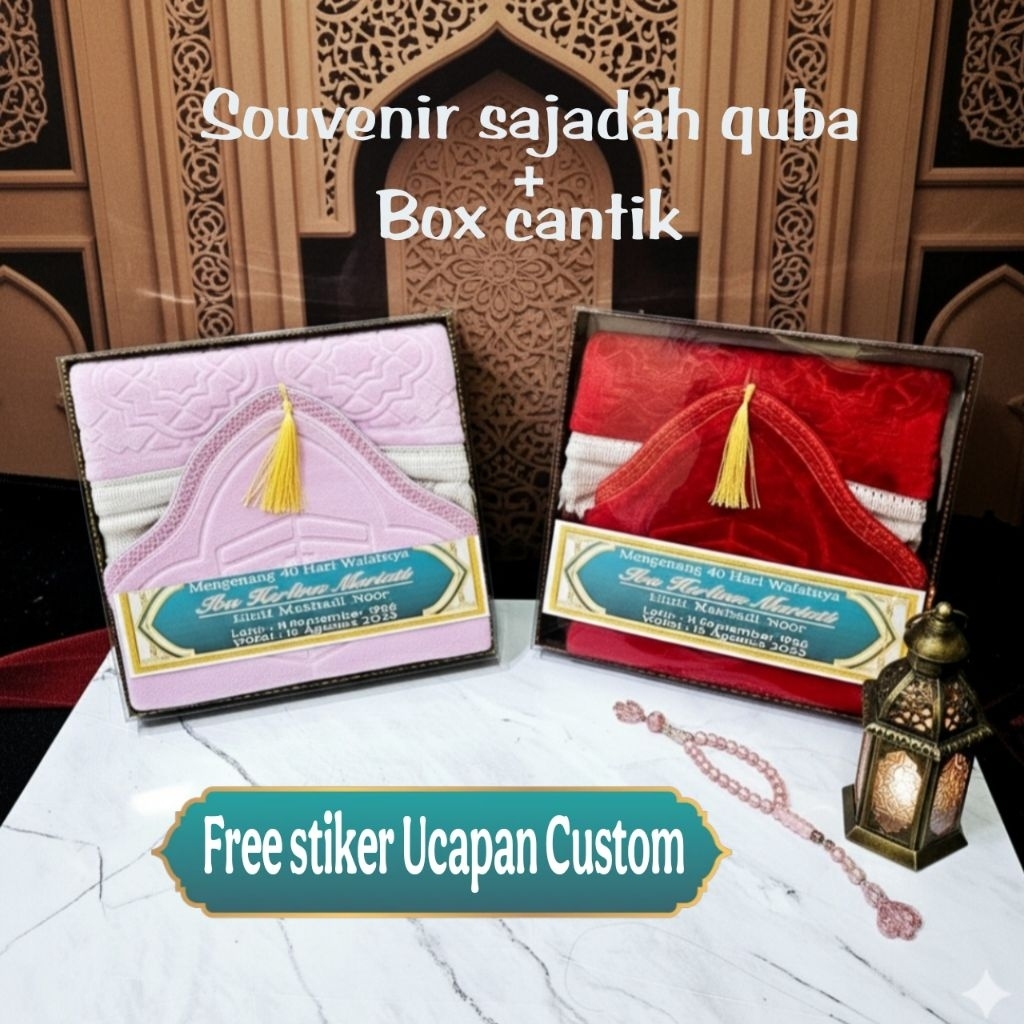 Jual souvenir sajadah kubah polos muka premium + box cantik ( free ...