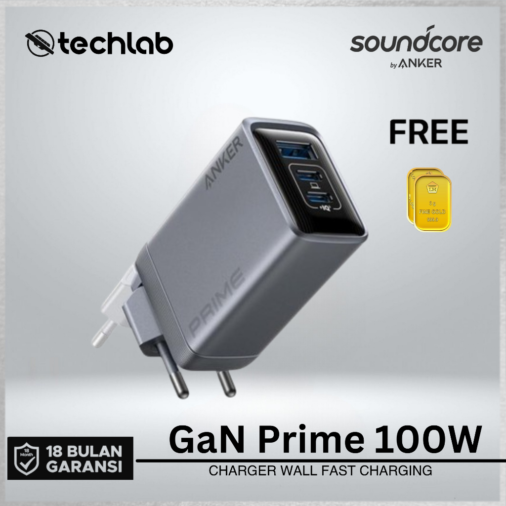 Jual Anker GaN Prime Charger 100W with USB-C Charger 3 Port GaN Wall ...