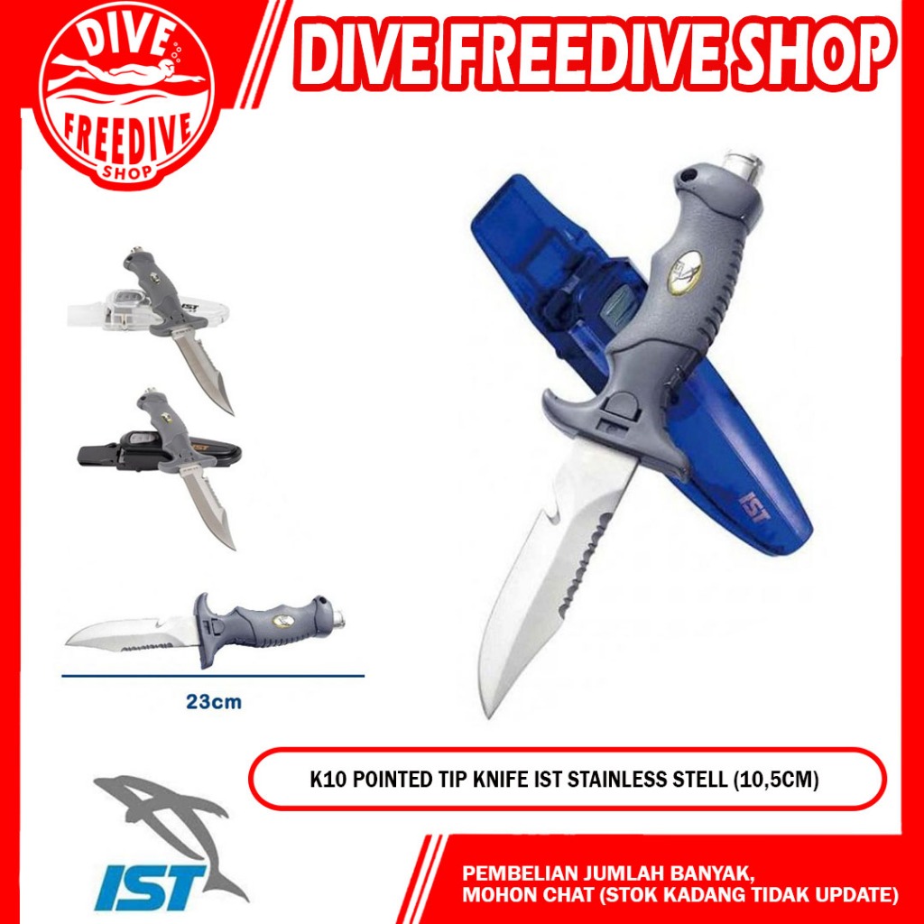 Jual K10 Knife Pointed Tip Spearfishing IST Stainless Stell 420 10,5cm ...
