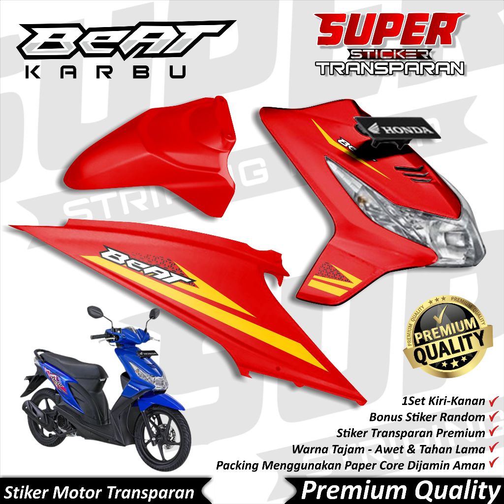 Jual Stiker Transparan Beat Karbu Anti Luntur keren Striping Beat Karbu ...
