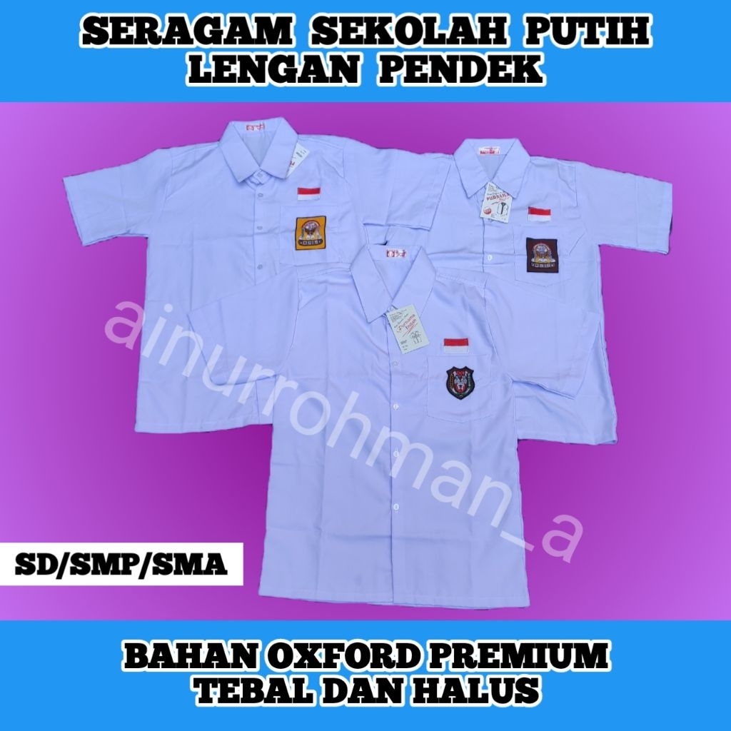 Jual Baju Seragam Sekolah Putih Lengan Pendek Bed Bordir SD SMP SMA ...
