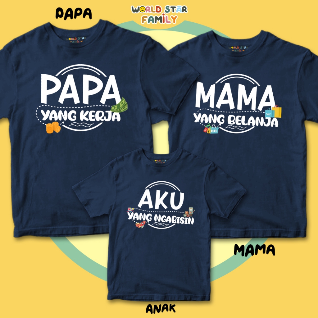 Jual WSF Kaos Couple Papa Mama Anak Family Matching Outfit Keluarga ...