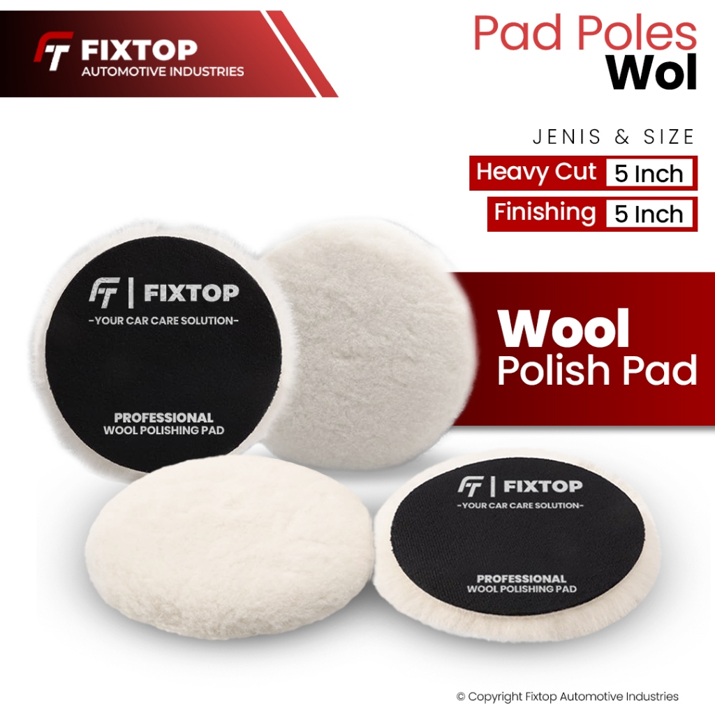 Jual FIXTOP Wol Poles Mobil Bulu Kasar Lembut 5 Inch DA/RO Wool Pad ...