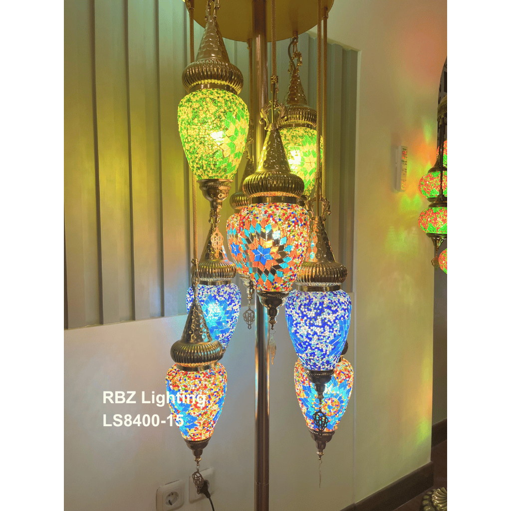 Jual Lampu Hias Standing Kaca Mozaik Corak Turki Kristal Desain Etnik ...