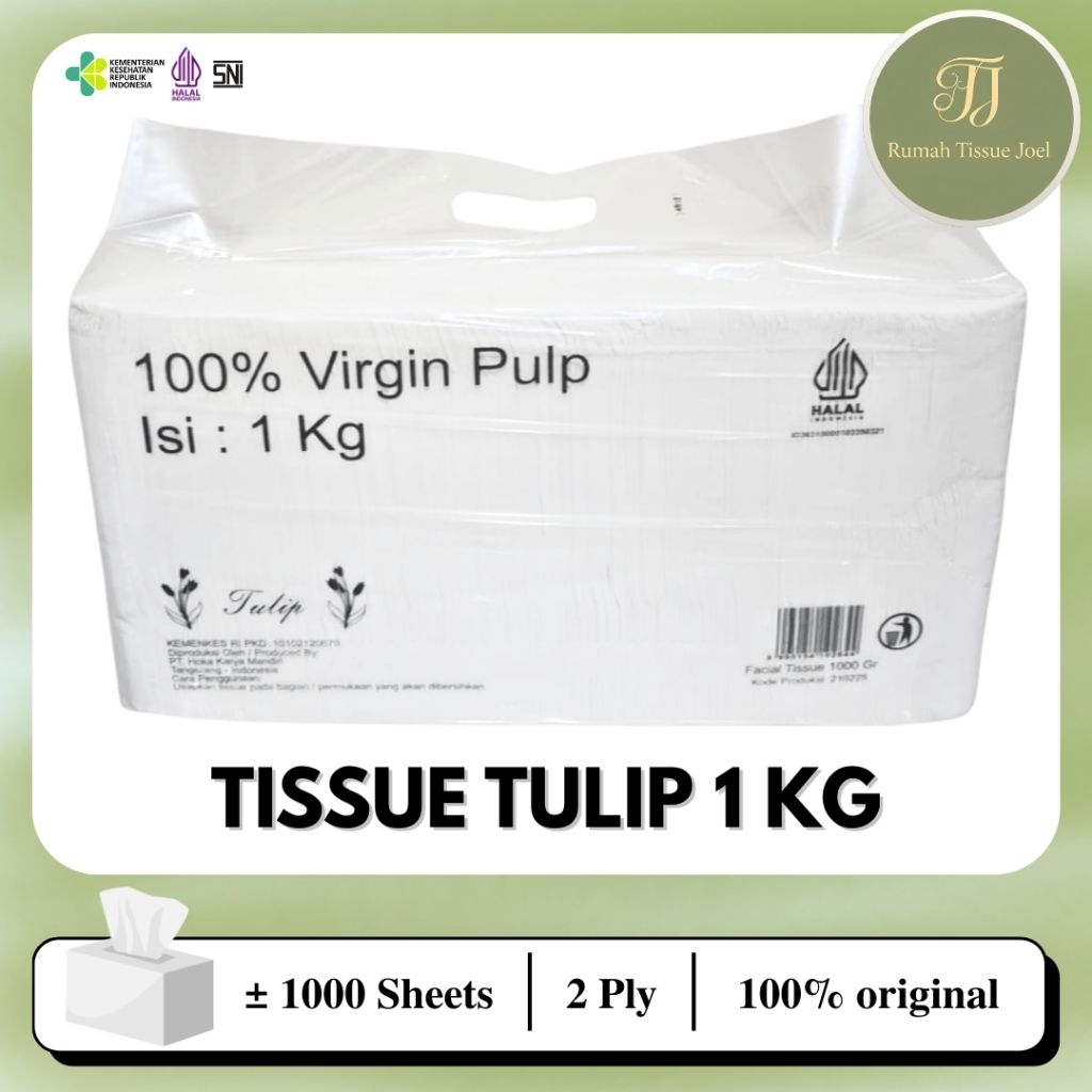 Jual Tisu Tissue TULIP 1 KG - 2 Ply | Tisu Wajah Tebal & Lembut, 100% ...