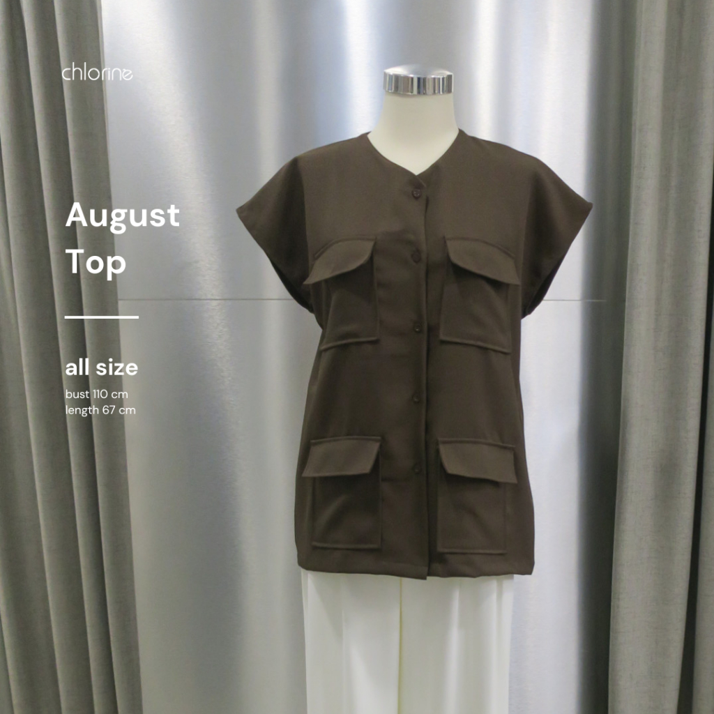 Jual Chlorine Clothe | August Top | Atasan Saku Tempel Espresso | Vest ...