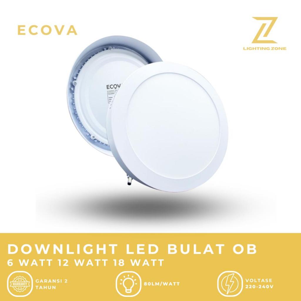 Jual Lampu Downlight LED Ecova Bulat Outbow 6 12 18W Watt | Shopee ...