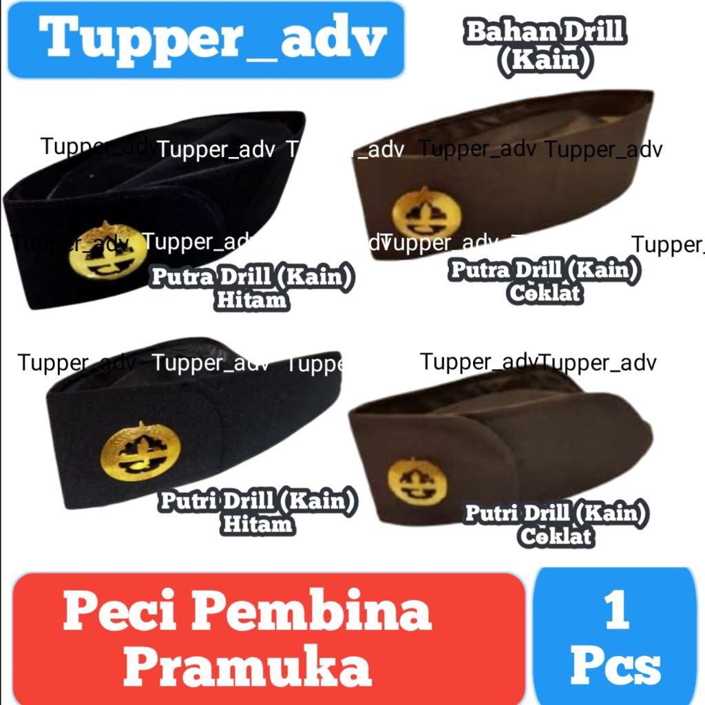 Jual Peci Pramuka + Pin PUTRA PUTRI Bahan Drill (Kain) / Peci Pembina ...