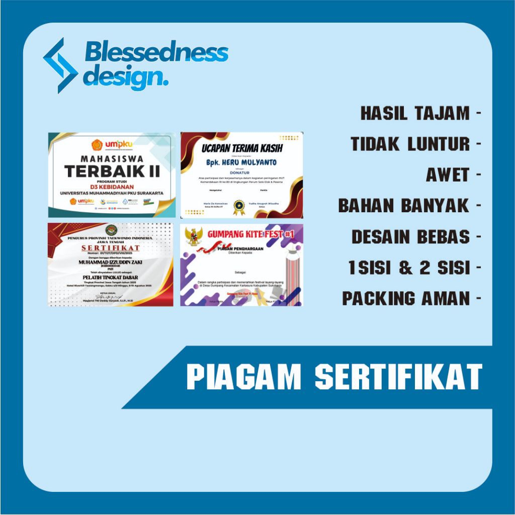 Jual CETAK PIAGAM | CETAK SERTIFIKAT MURAH | UKURAN A4 DAN F4 TANPA ...