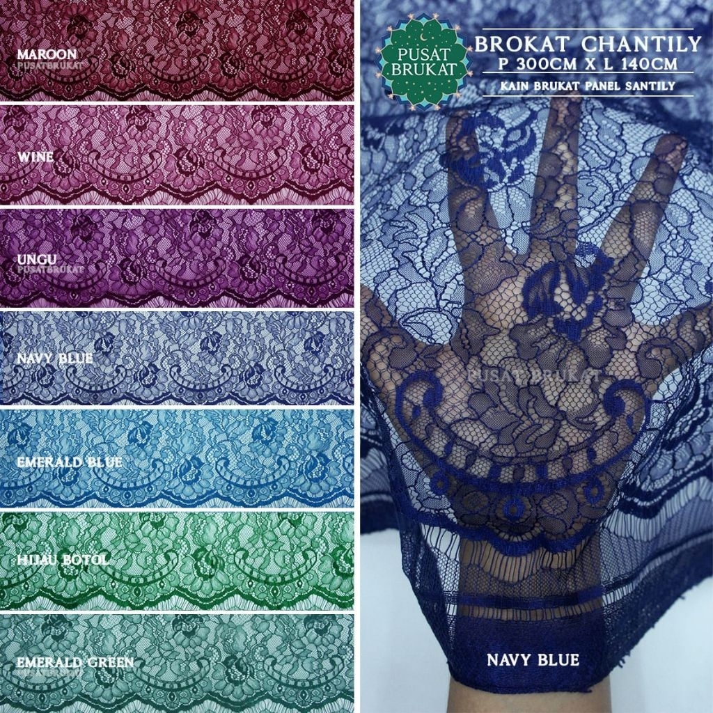 Jual KAIN BROKAT SEMI PRANCIS PANEL SANTILY / BRUKAT CHANTILY, P 300CM ...