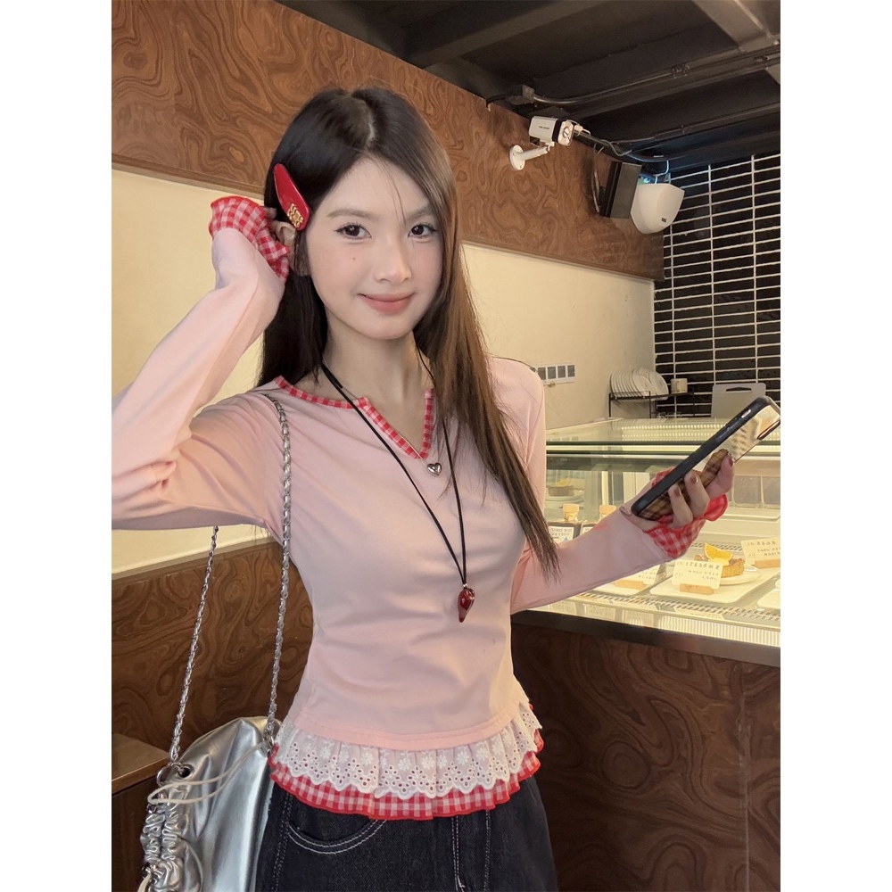 Jual Soso 24 jam Pengiriman lace sepak lengan panjang T-shirt tops ...