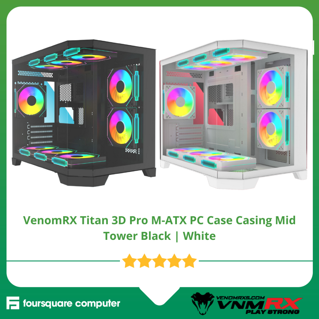 Jual VenomRX Titan 3D Pro M-ATX PC Case Casing Mid Tower Black | White ...