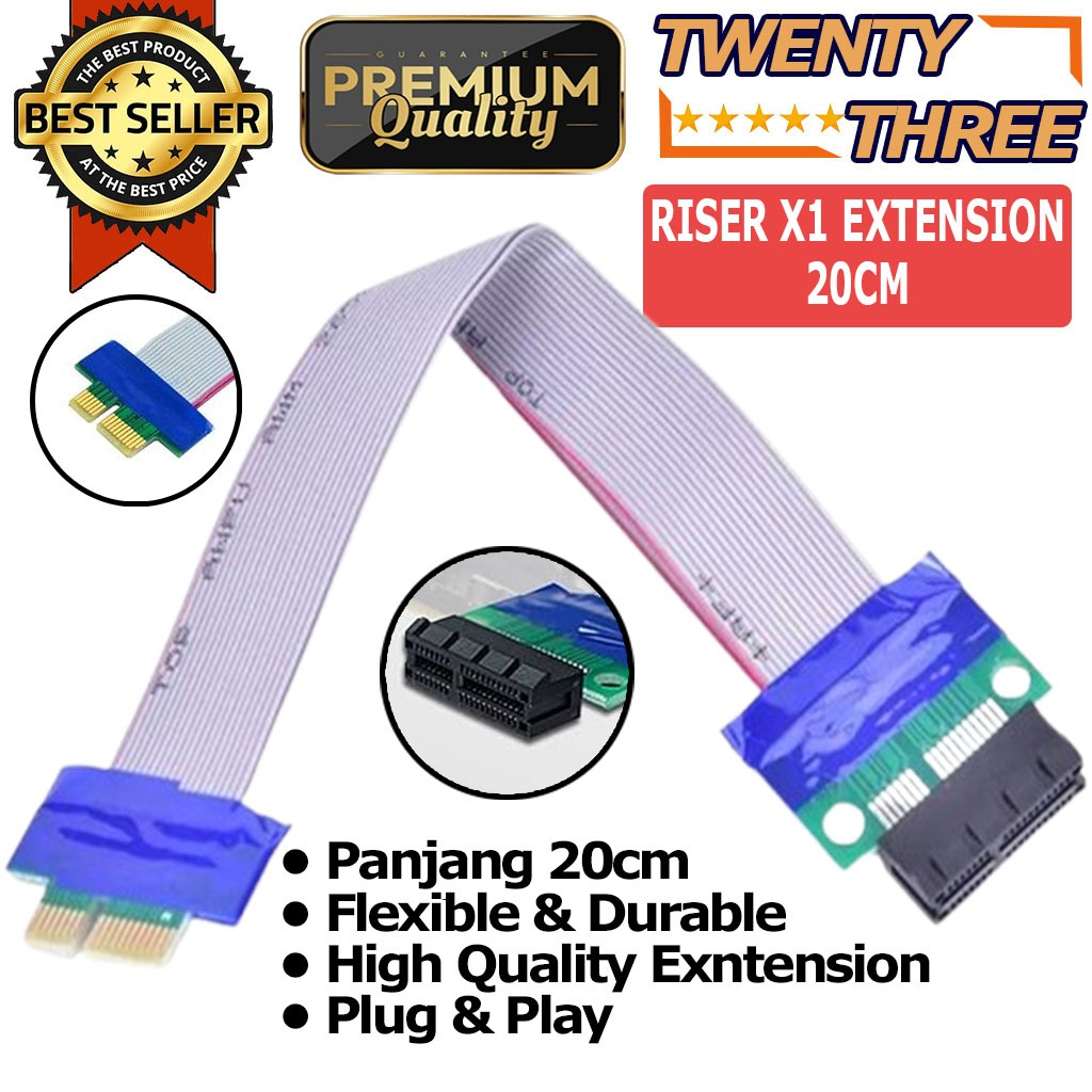 Jual Riser pcie x1 1x 20cm fleksibel pcie Express Kabel Extension ...