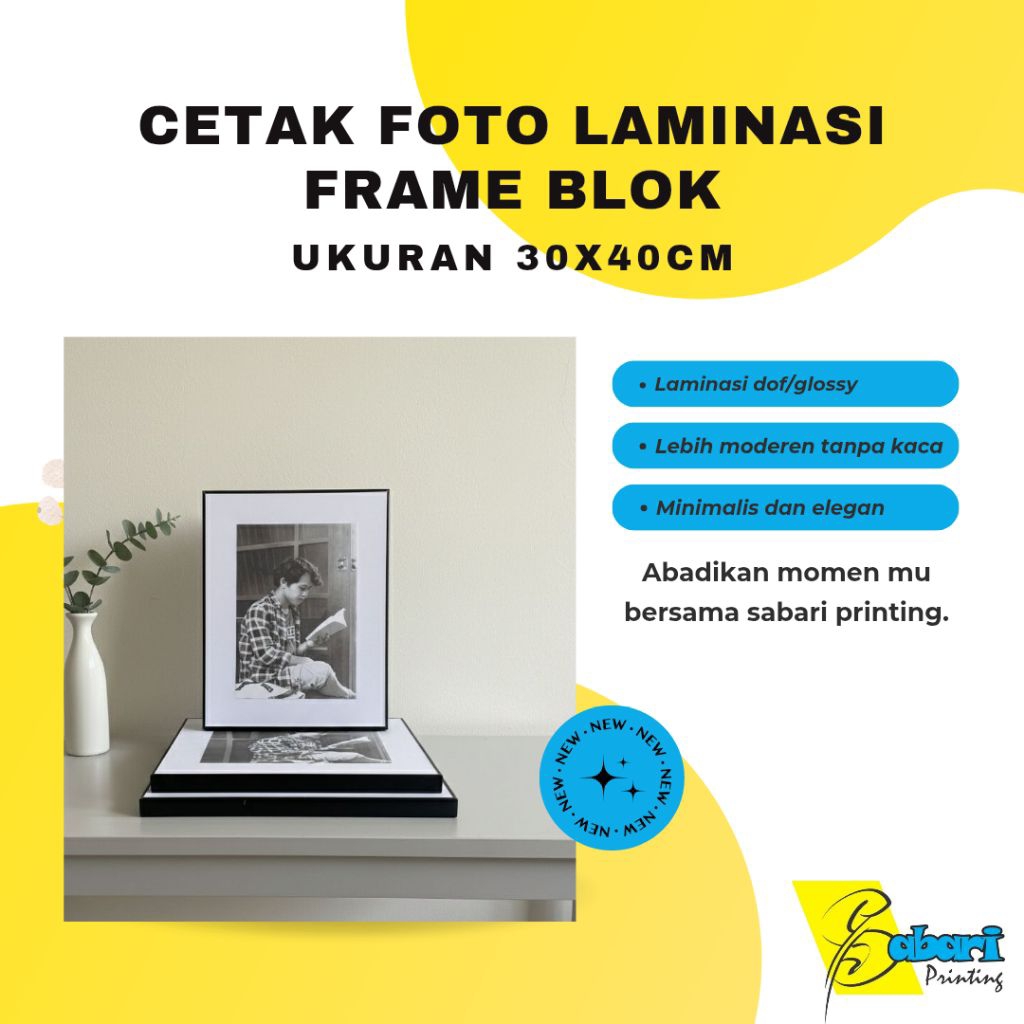 Jual CETAK FOTO LAMINASI + FRAME BLOK UKURAN 30X40CM | Shopee Indonesia