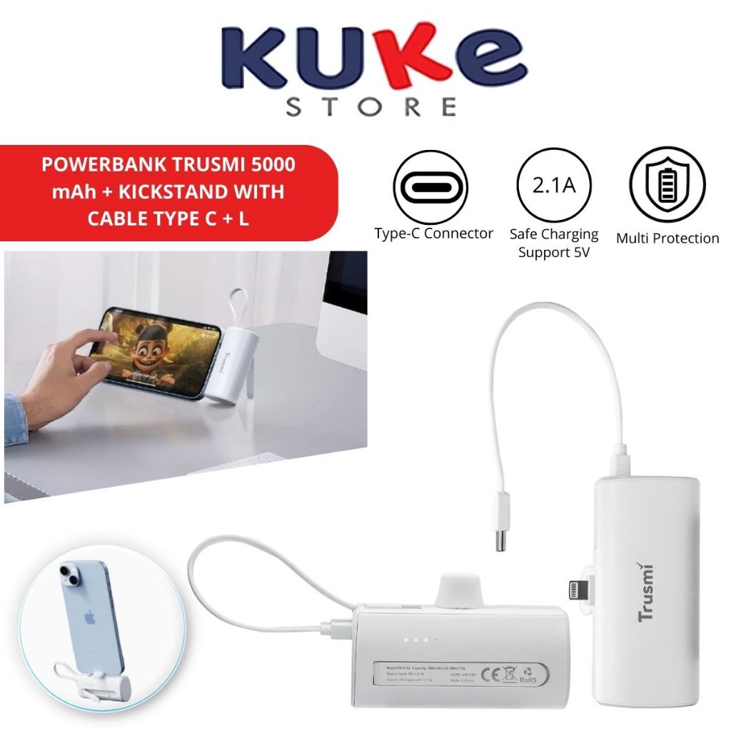 Jual KUKE Power Bank Trusmi 5000 mAh Type-C + Lightning | Powerbank 10 ...
