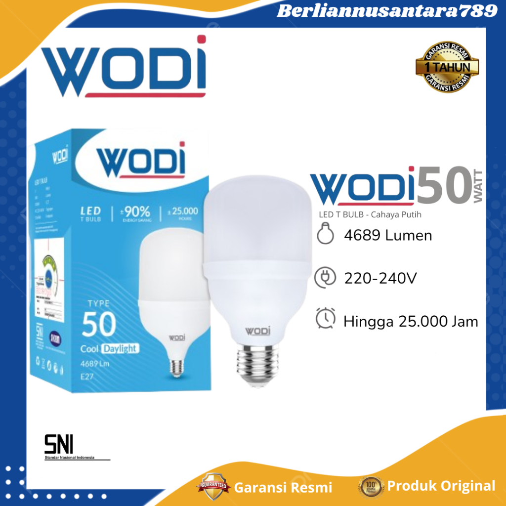 Jual Bohlam Lampu LED Capsule WODI 50W Cahaya Putih Terang Garansi ...