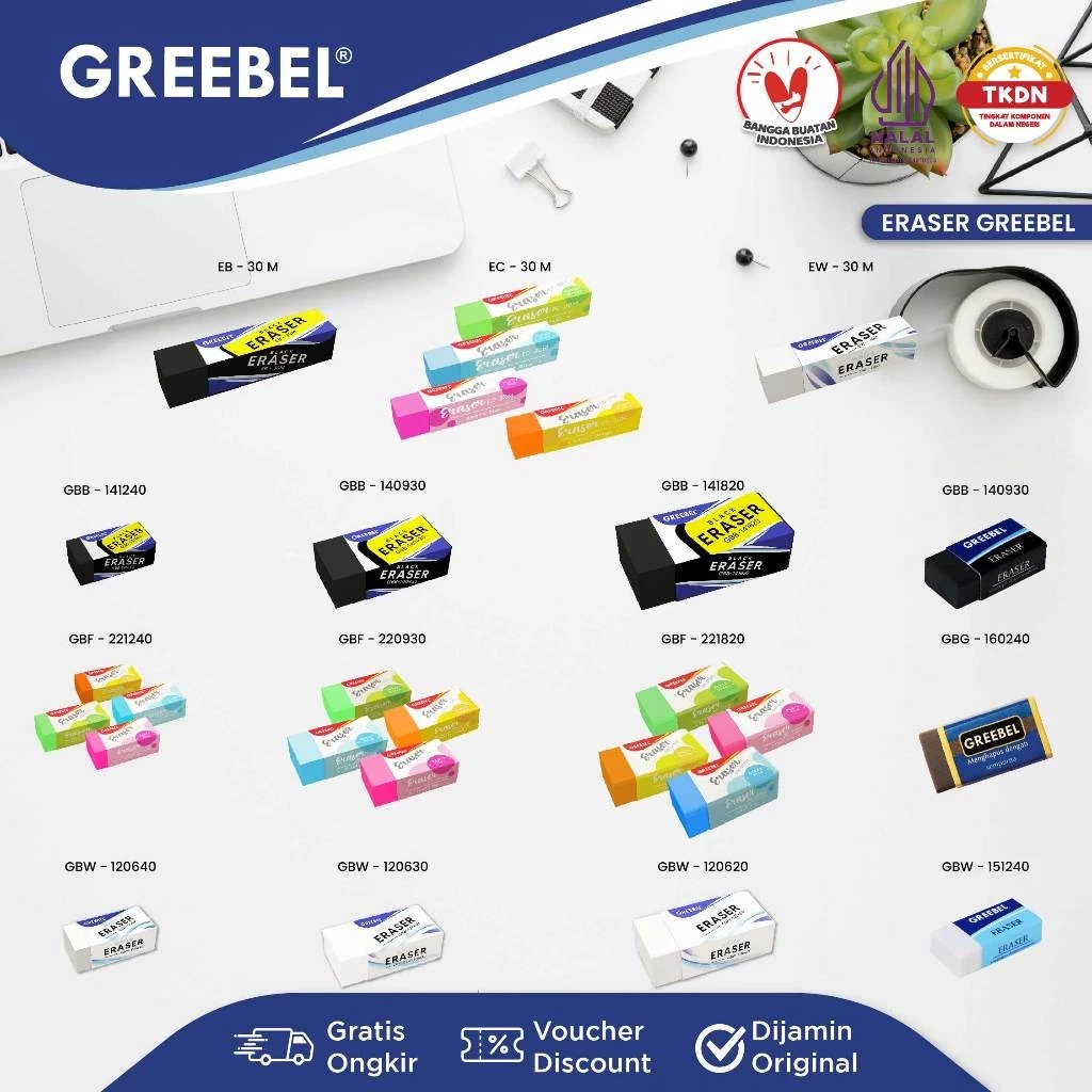 Jual Greebel Eraser Penghapus Pensil Bersih Tahan Lama | Shopee Indonesia