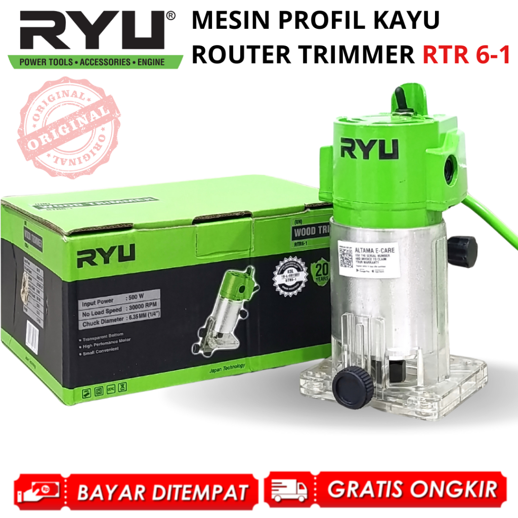 Jual RYU Mesin Profil Kayu 6mm Router Wood Trimmer RTR 6-1 Mesin Ukir ...