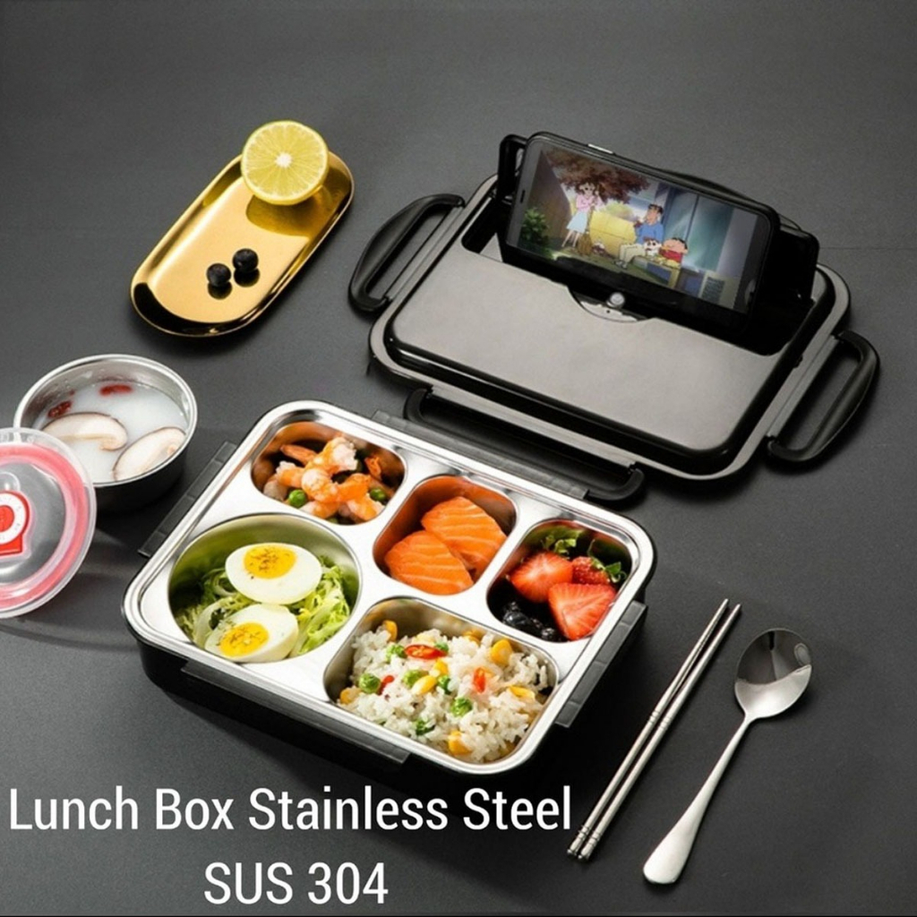 Jual NomNom Lunch Box Kotak Makan 4 Sekat 5 sekat SUS 304 Stainless ...