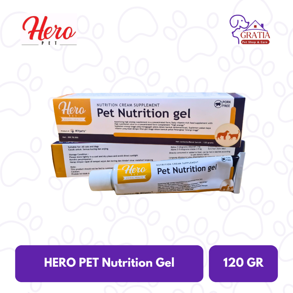 Jual HERO PET Nutrition Gel Suplemen Vitamin Kucing Anjing 120gr ...