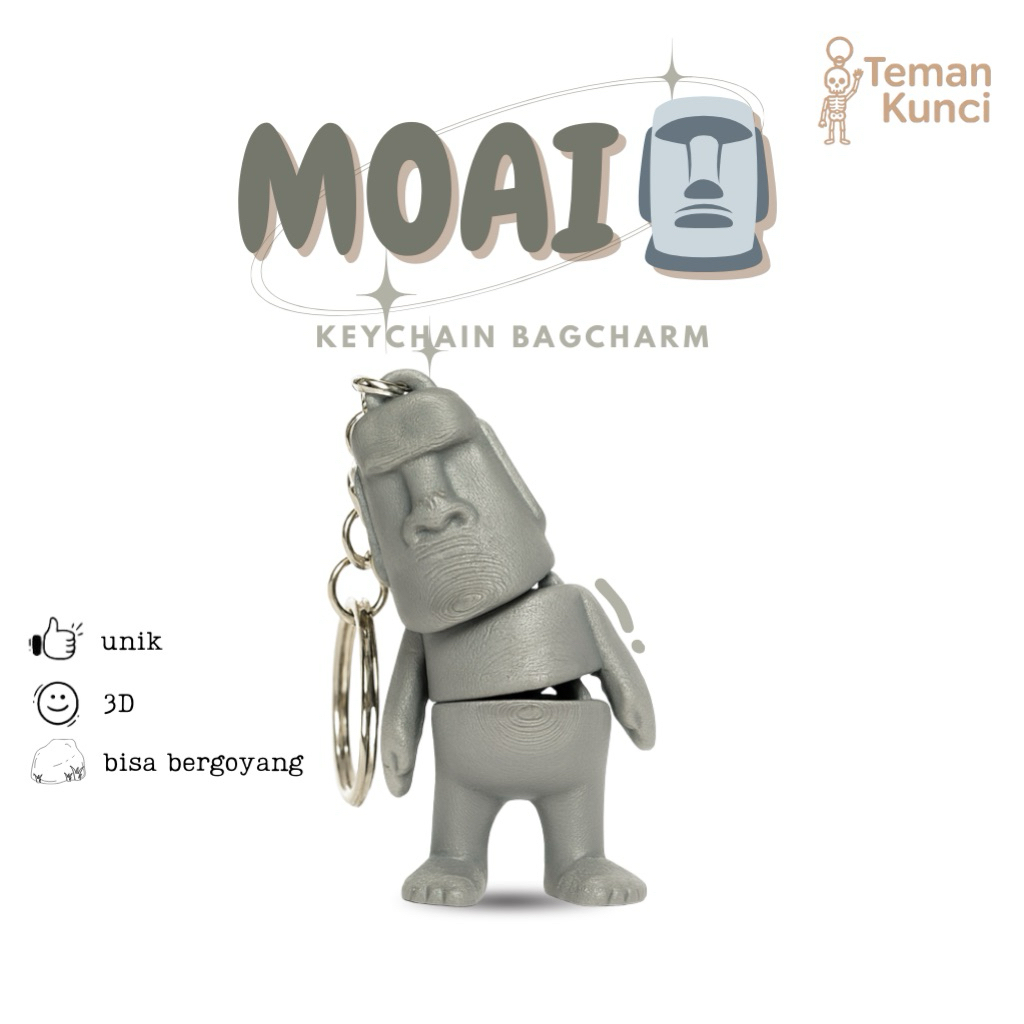 Jual TK - Gantungan Kunci Moai Emot Batu 3D Printer Karakter Lucu ...